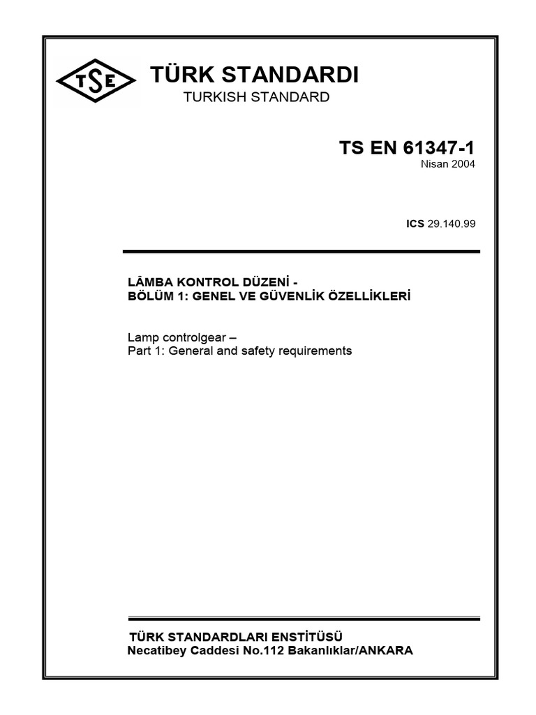TS EN 61347-1 (Nisan 2004) | PDF