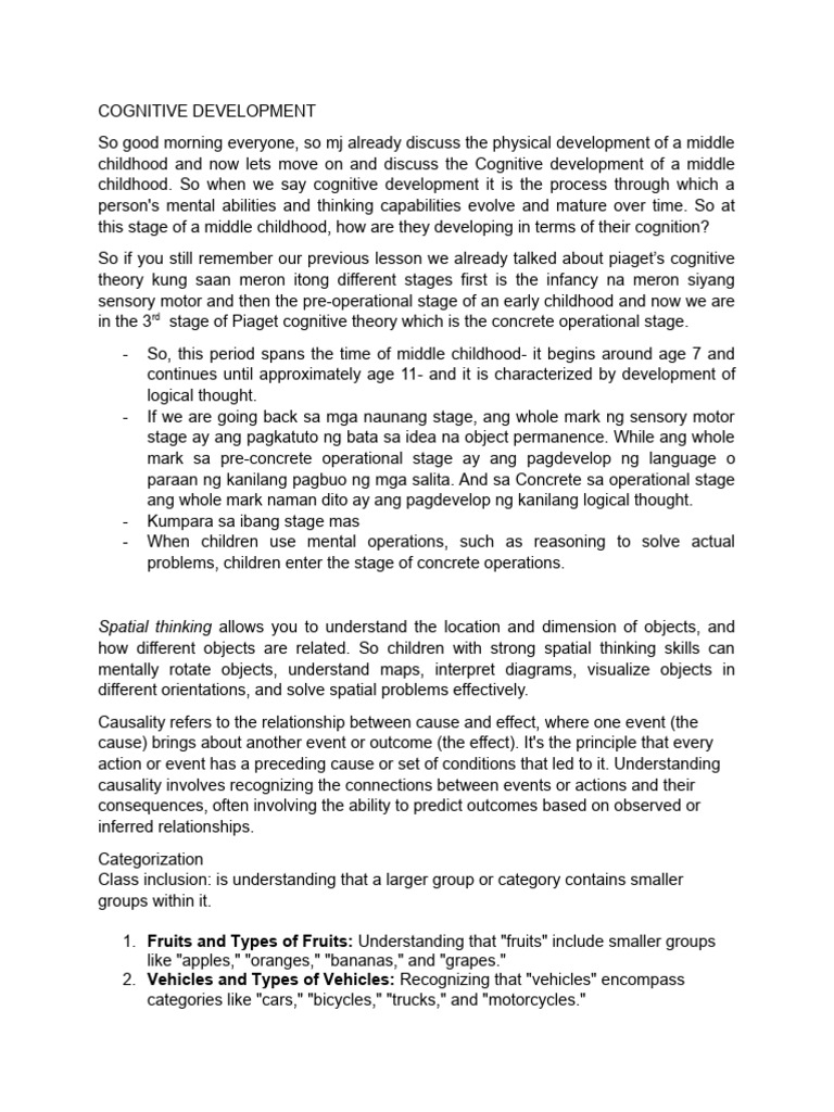 Cognitive Development | PDF | Thought | Cognitive Development
