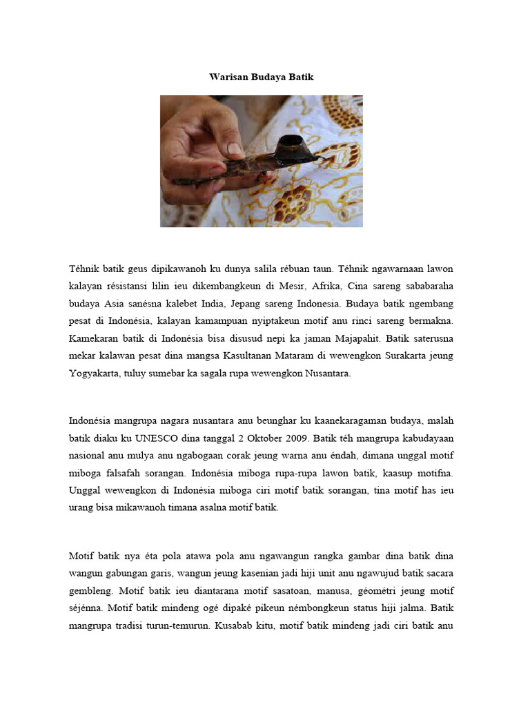 Artikel Basa Sunda-Warisan Budaya Batik | PDF