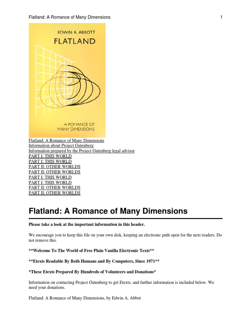 Flatland: A Romance of Many Dimensions 1 | Download Free PDF | Flatland | E Text