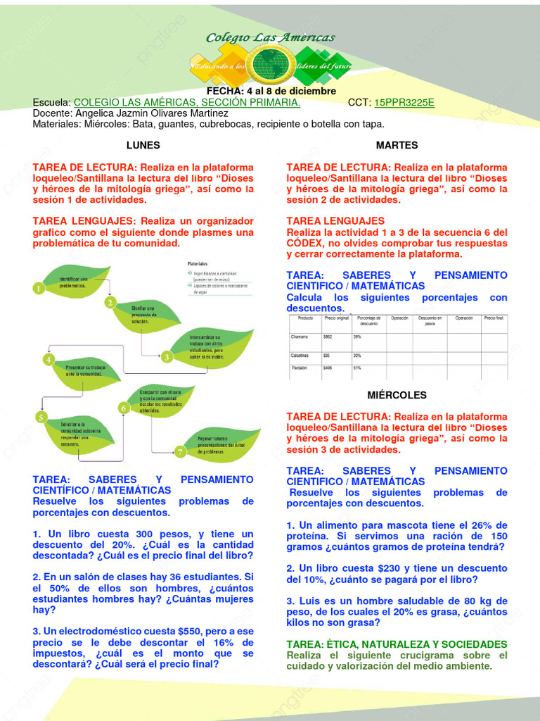 HOJA DE TAREAS 4 Al 8 de Dic | PDF