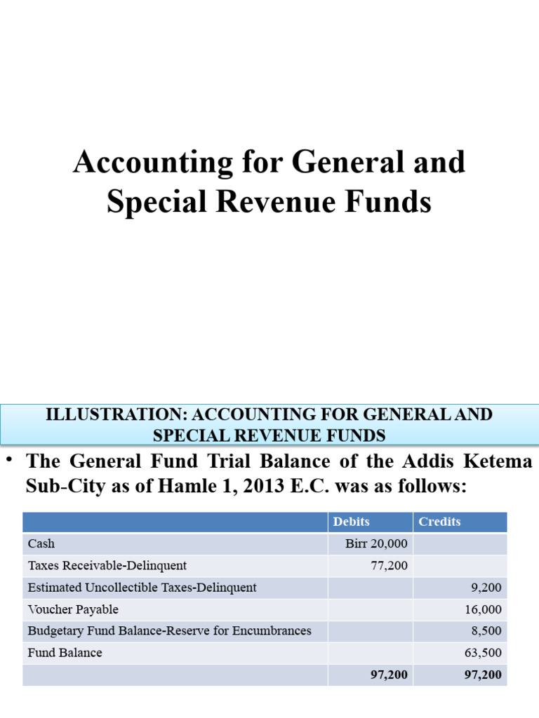 Accounting for Special Revenue Funds | PDF | Fund Accounting | Debits ...
