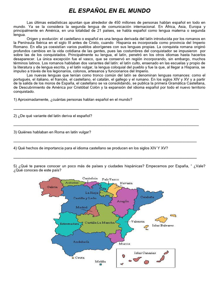El Espanhol en El Mundo | PDF | Lengua española | latín