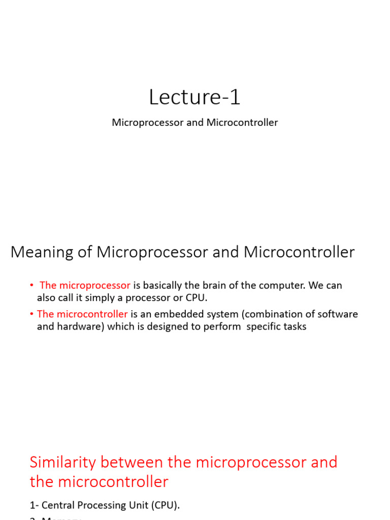 Microprocessor vs Microcontroller Overview | PDF | Technology & Engineering
