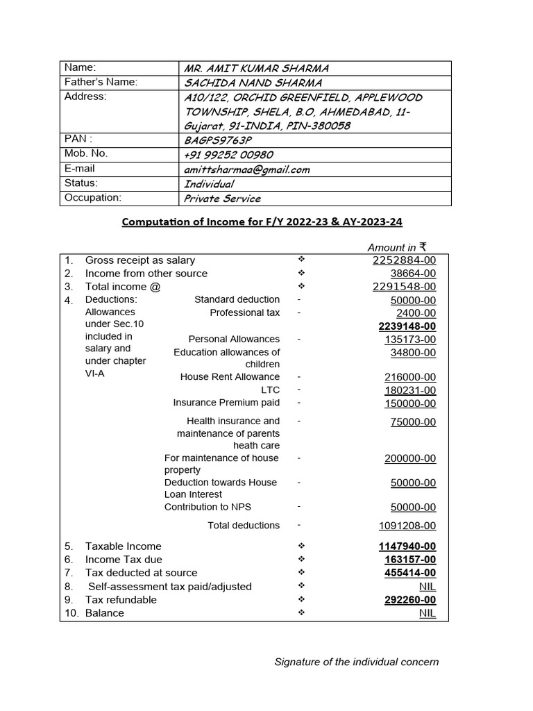 COMPUTATION | PDF | Tax Deduction | Taxes