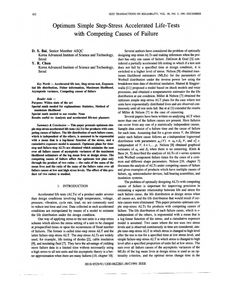 Optimum Simple Step-Stress Accelerated Life-Tests With Competing Causes ...