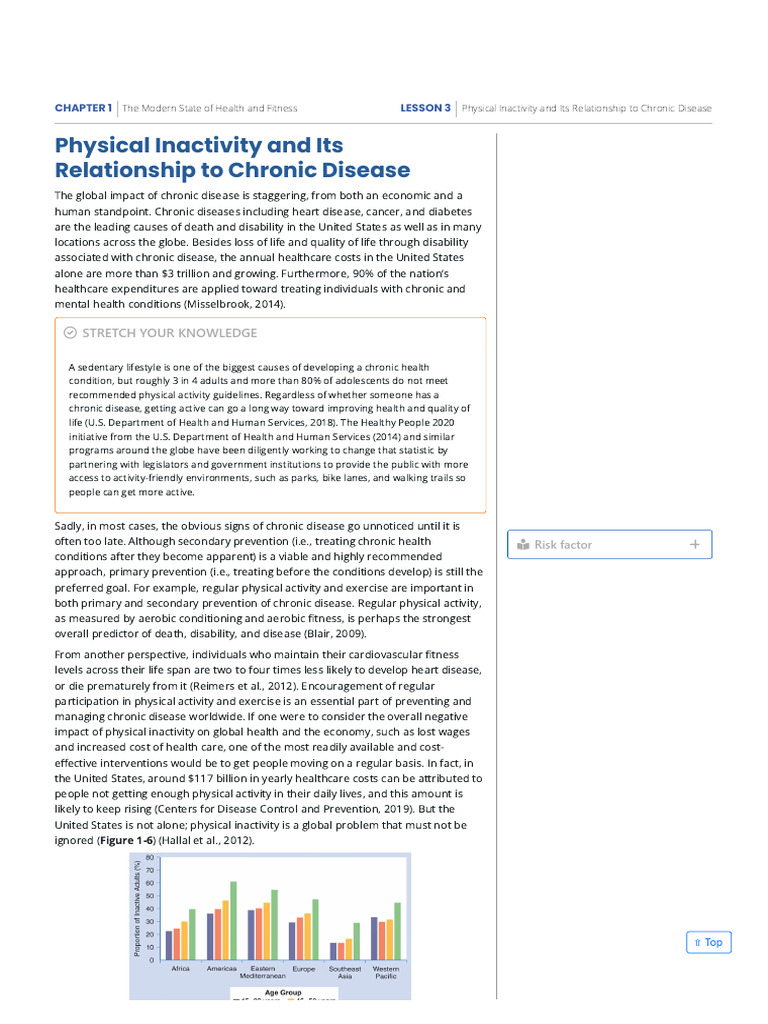 Physical Inactivity and Its Relationship To Chronic Disease: Stretch ...