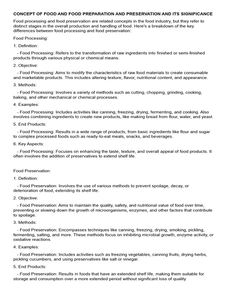 Food Processing vs. Preservation Explained | PDF | Food Preservation ...