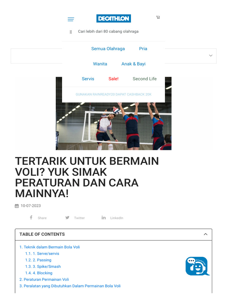 Tertarik Untuk Bermain Voli - Yuk Simak Peraturan Dan Cara Mainnya! - Decathlon | PDF