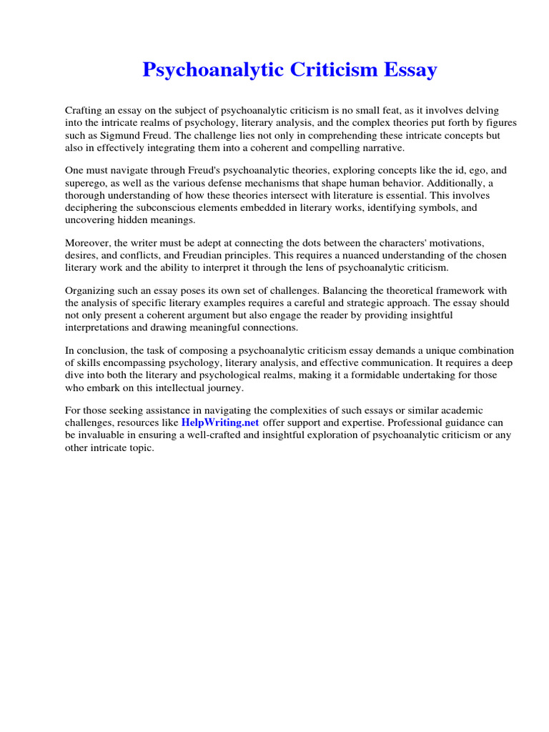 Psychoanalytic Criticism Essay | PDF | Science & Mathematics
