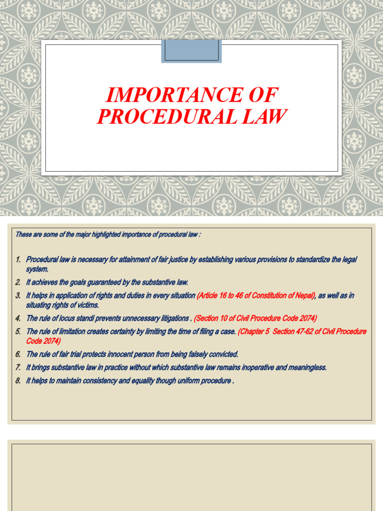 Importance of Procedural Law | PDF | Law