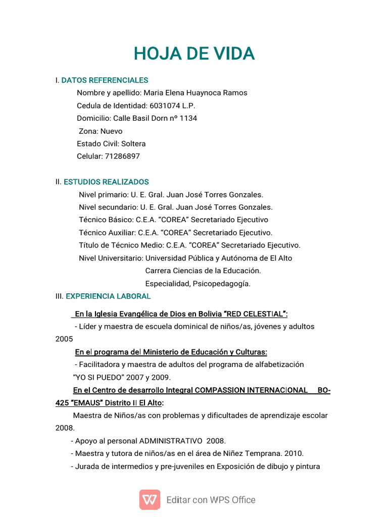 Curriculum Vitae MARIA | PDF