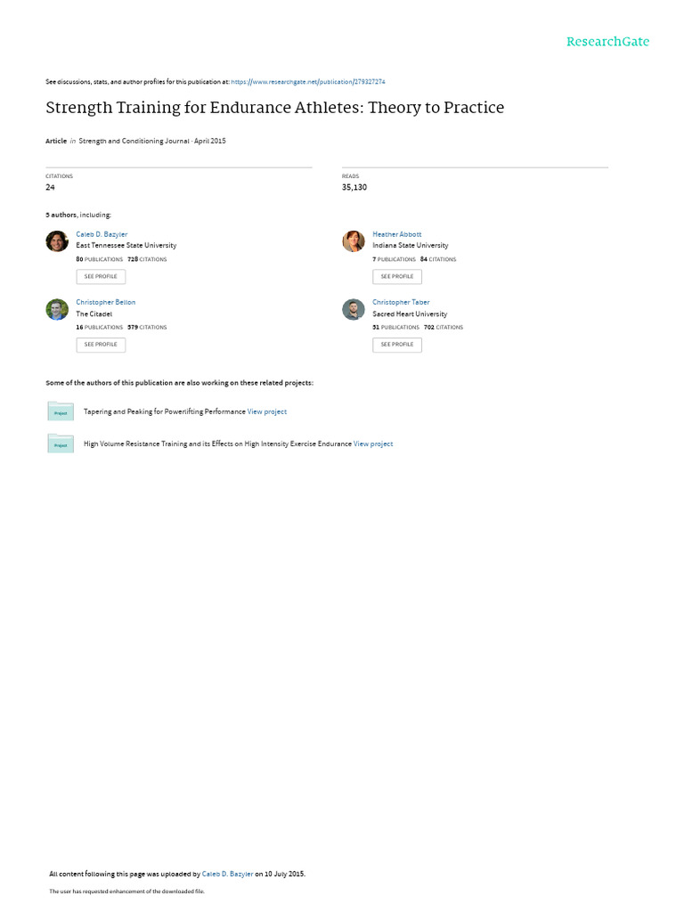 Strength Trainingfor Endurance Athletes Theoryto Practice | PDF ...