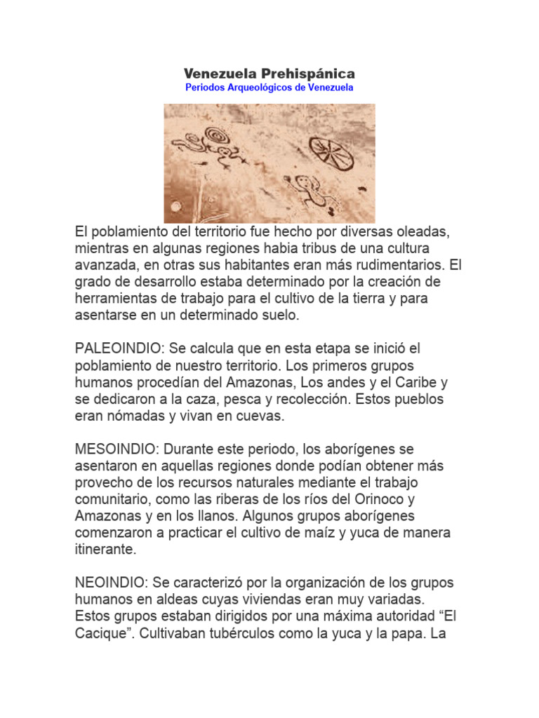 Venezuela Prehispánica | PDF | Venezuela | Era precolombina