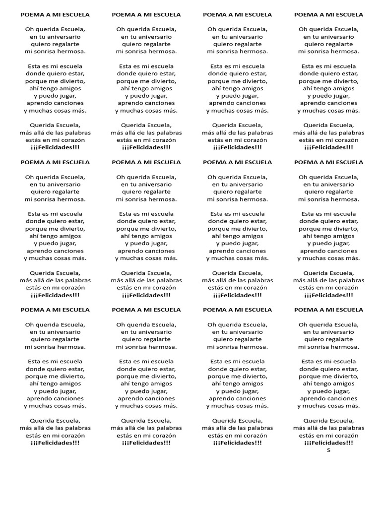 Poema A Mi Escuela Pdf