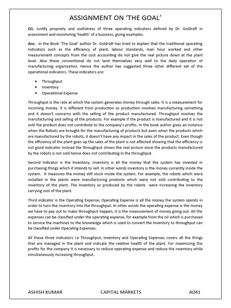 The Goal | PDF | Inventory | Economies