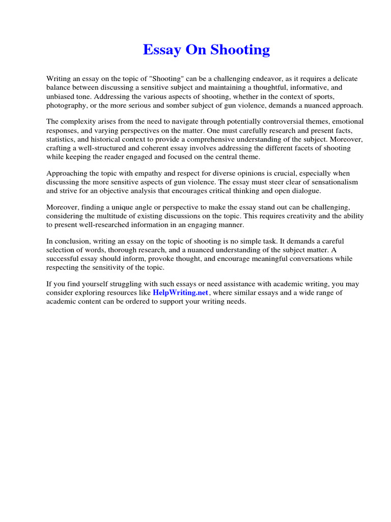Essay On Shooting | PDF | Essays | Rape