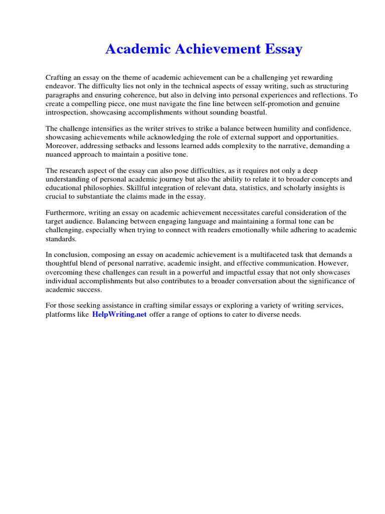 Academic Achievement Essay | PDF | Mass Media | Essays