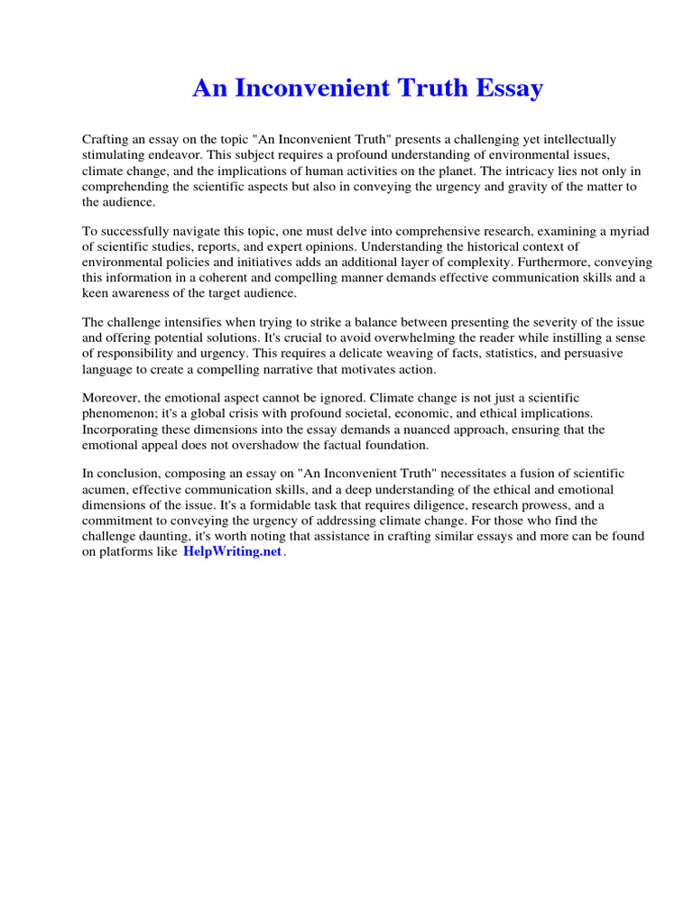 An Inconvenient Truth Essay | PDF | Vowel