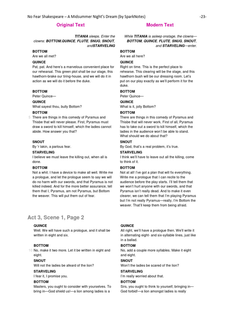 Act III Scene I | PDF | A Midsummer Night's Dream
