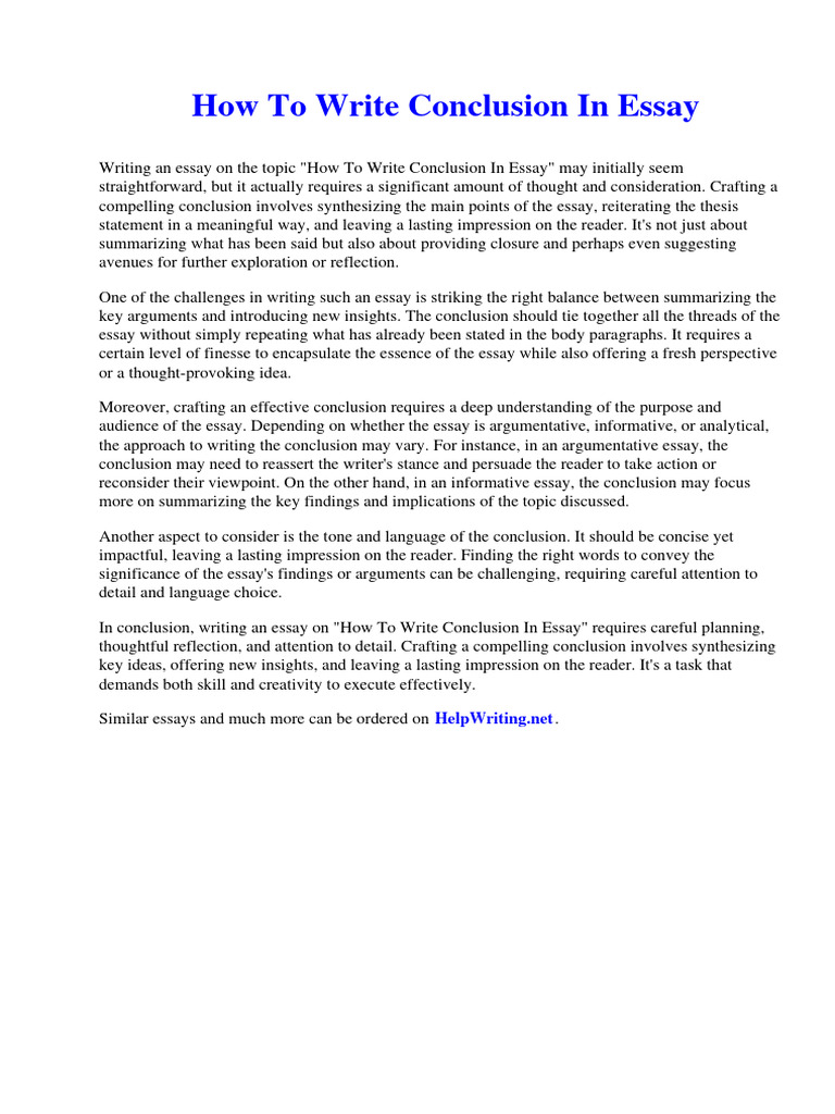 How To Write Conclusion in Essay | PDF | Essays