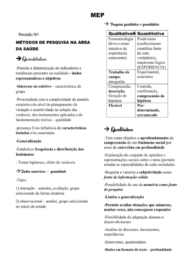 Resumo N1 MEP 1 | PDF