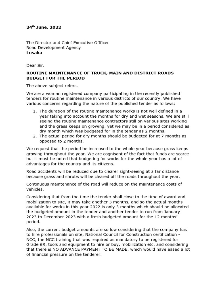 Routine Maintenance Letter | Download Free PDF | Economies