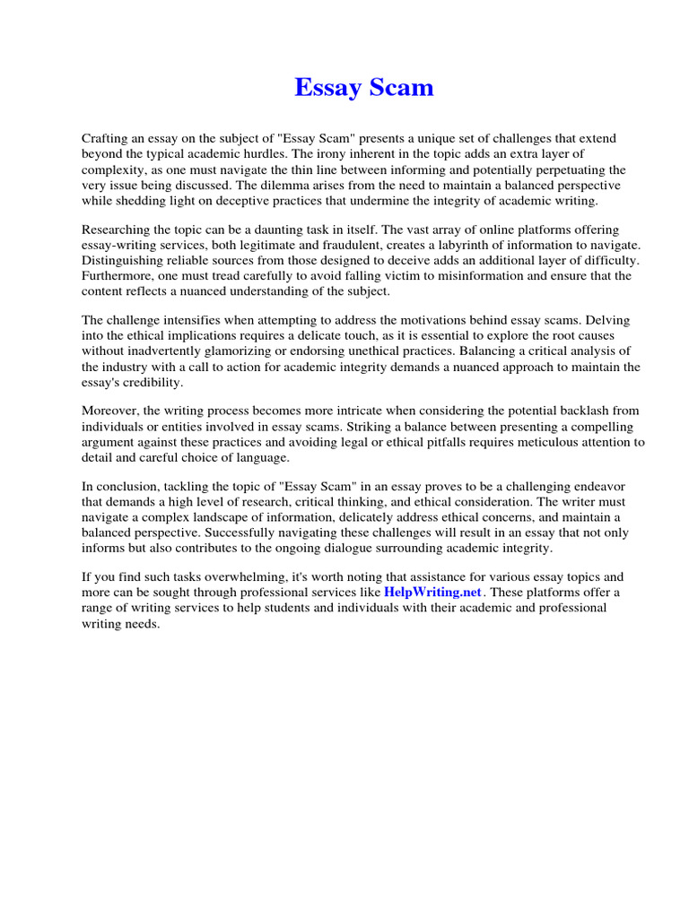 Essay Scam | PDF | Critical Thinking | Essays