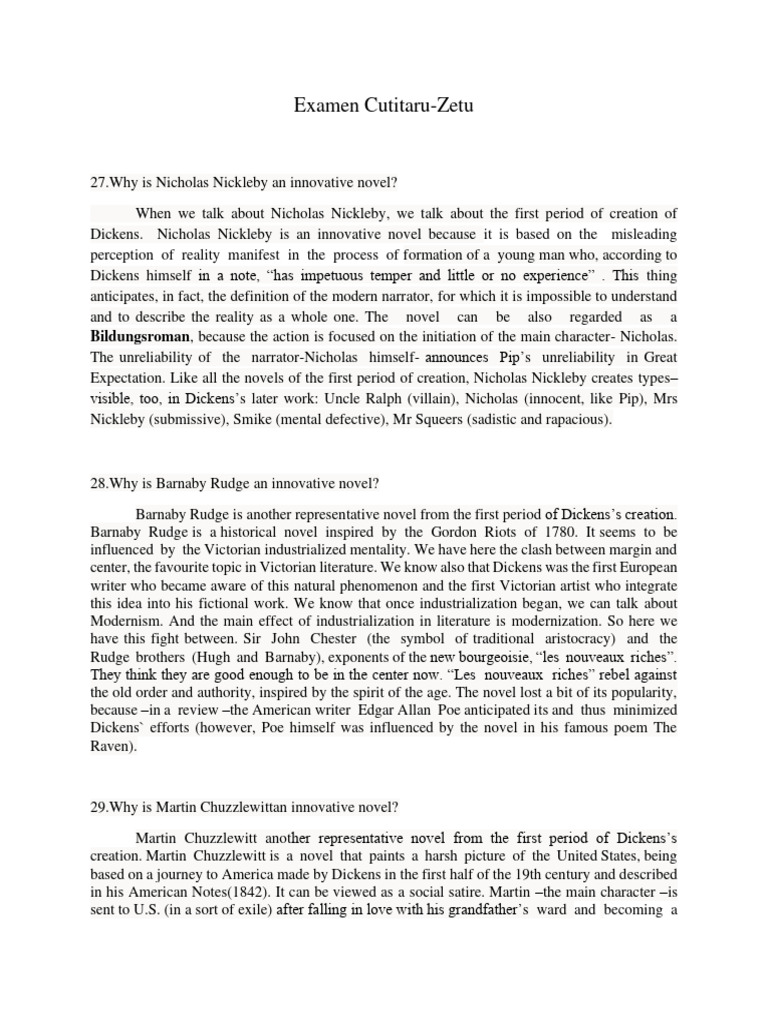 Examen Cutitaru 1 2 | PDF | Estella (Great Expectations) | Great ...