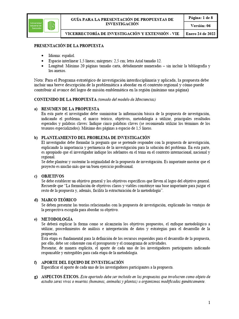 Guia para La Presentacion de Propuestas de Investigacion | PDF | Negocios | Computadoras
