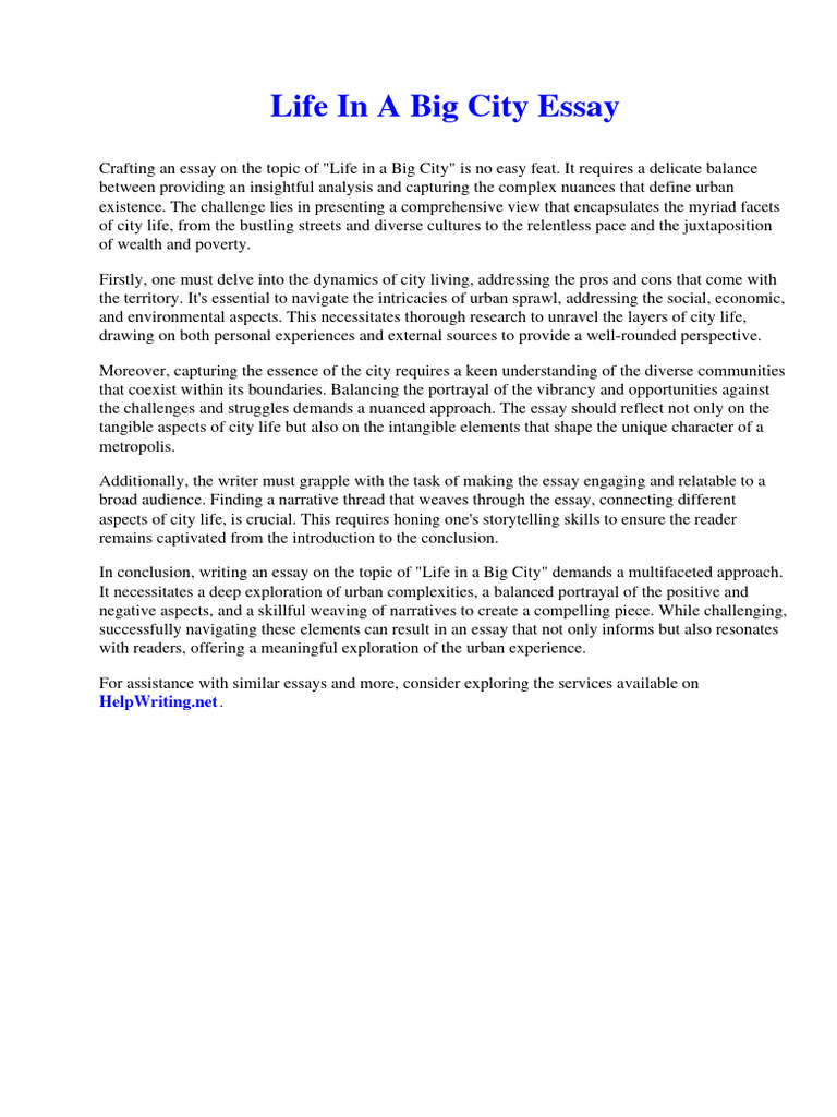 Life in A Big City Essay | PDF | Senescence | Vladimir Lenin