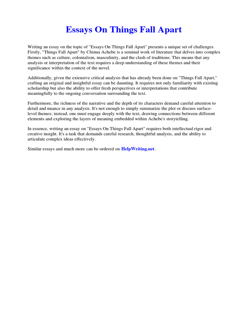 Essays On Things Fall Apart | PDF | Intelligence | Intelligence Quotient