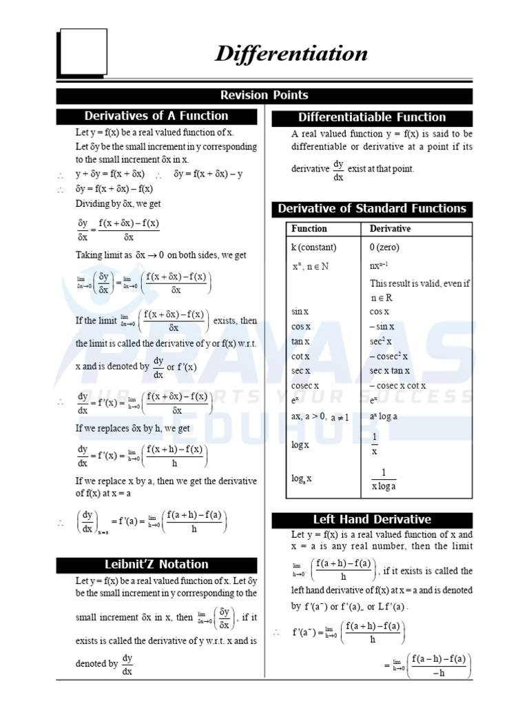 Differentiation Target Pdf Derivative Trigonometric Functions