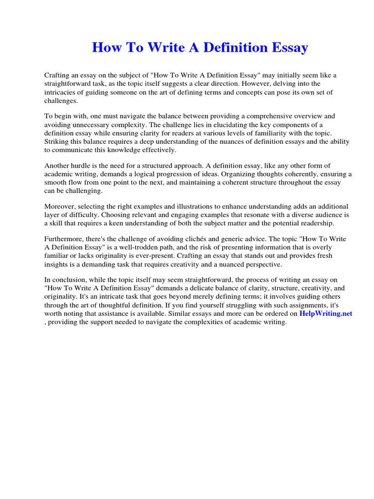 How To Write A Definition Essay | PDF | Essays | Understanding