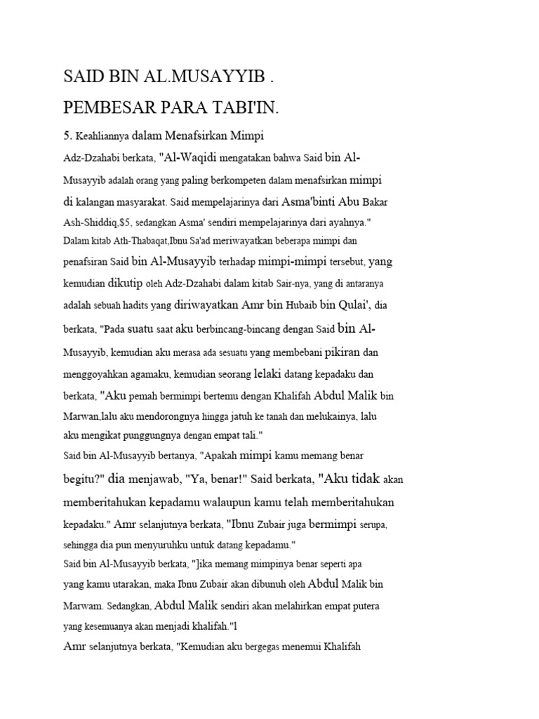 Biogra Ulama SAID BIN AL - MUSAYYIB Bagian 3 | PDF | Agama & Spiritualitas