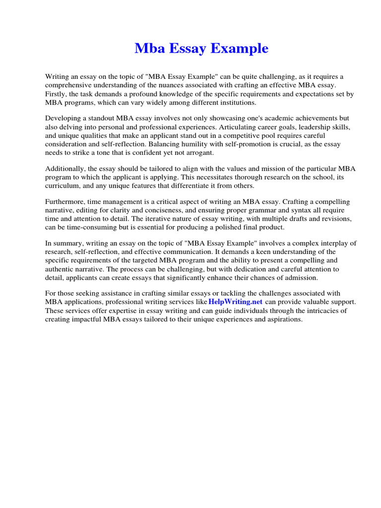 Mba Essay Example | PDF | John D. Rockefeller | Osi Model