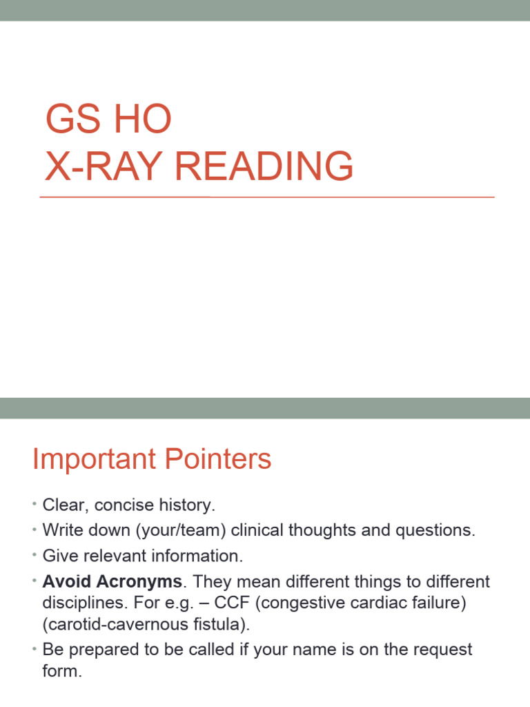 X-Ray Reading For GS HO by Radiologist.v2 | PDF | Diseases And ...