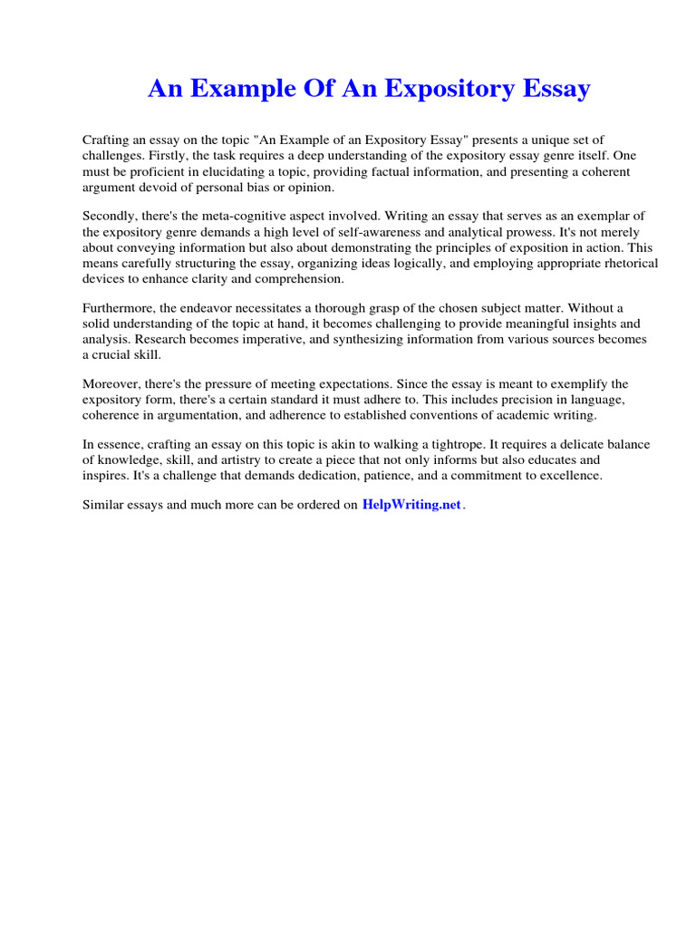 An Example of An Expository Essay | PDF | Fingerprint | Essays