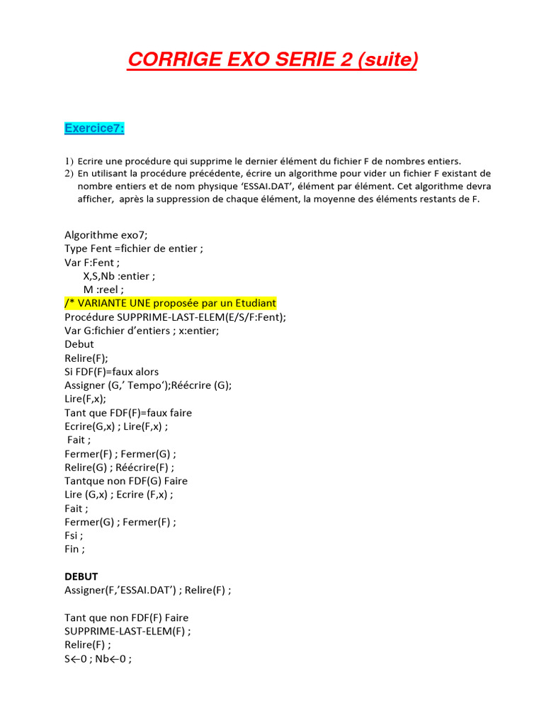 Exo 2021 Fichiers Corrige 6 8 9 | PDF | Programmation informatique ...