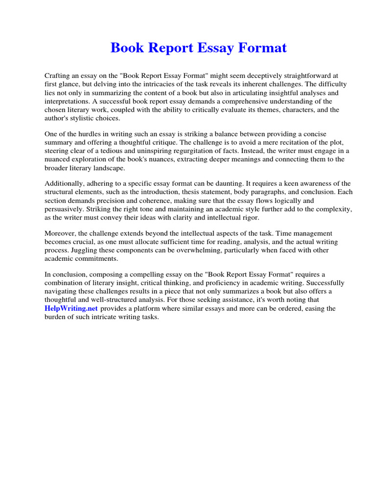 Book Report Essay Format | PDF | Essays | The Chronicles Of Narnia