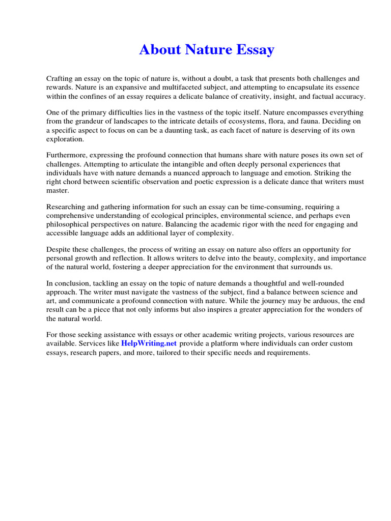 About Nature Essay | PDF | Annie (Musical) | Nature