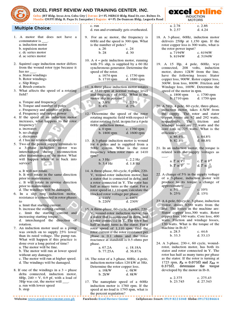 Ee Induction Motors Handouts | PDF | Electric Motor | Electrodynamics
