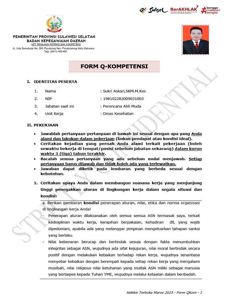 Form Q-Kom (Sukri Askari) | PDF