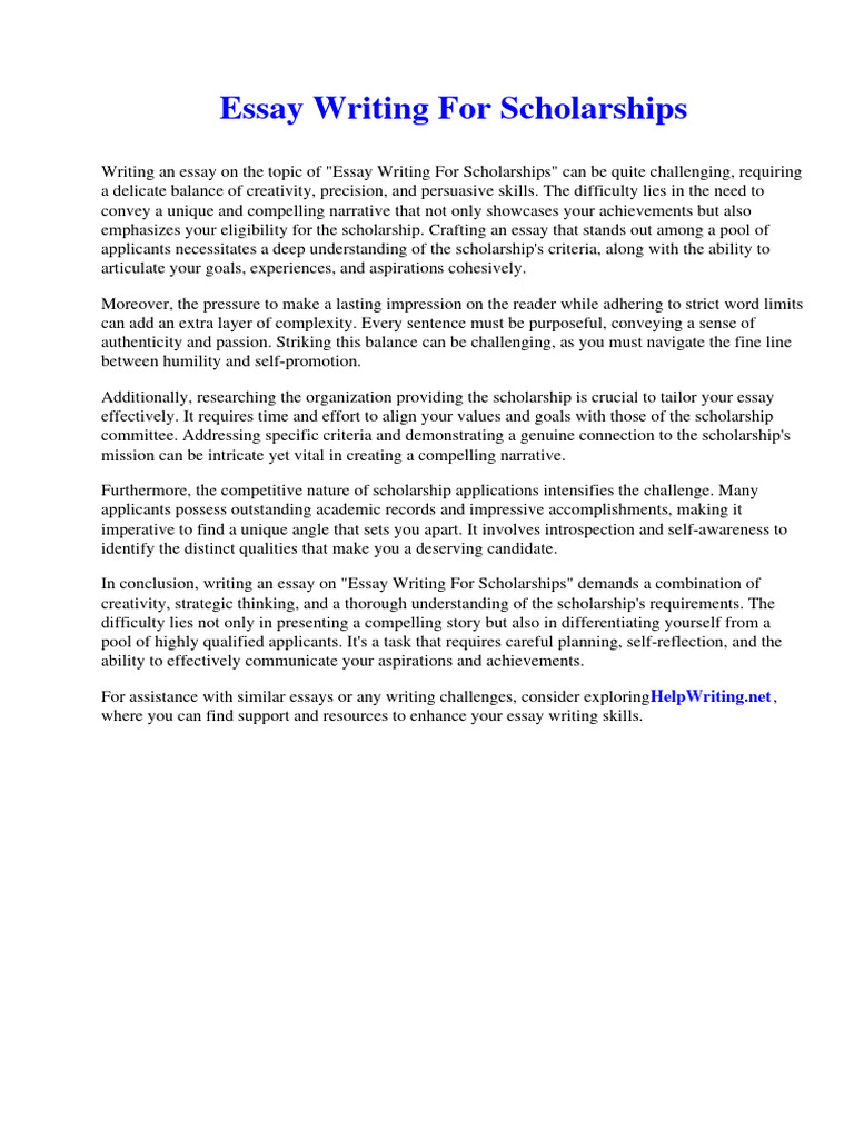 Essay Writing For Scholarships | PDF