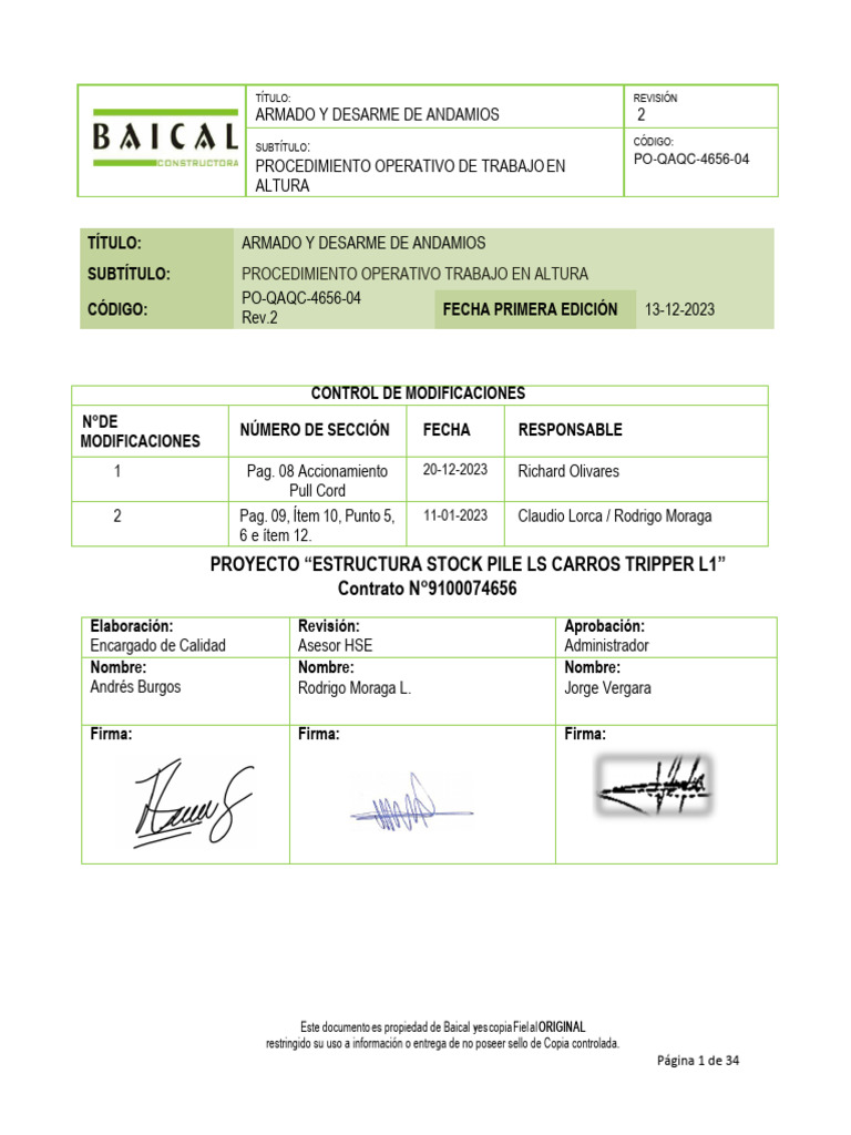 PO-QAQC-4656-04 Rev.2 Armado y Desarme de Andamio 12-01-2024 | PDF ...