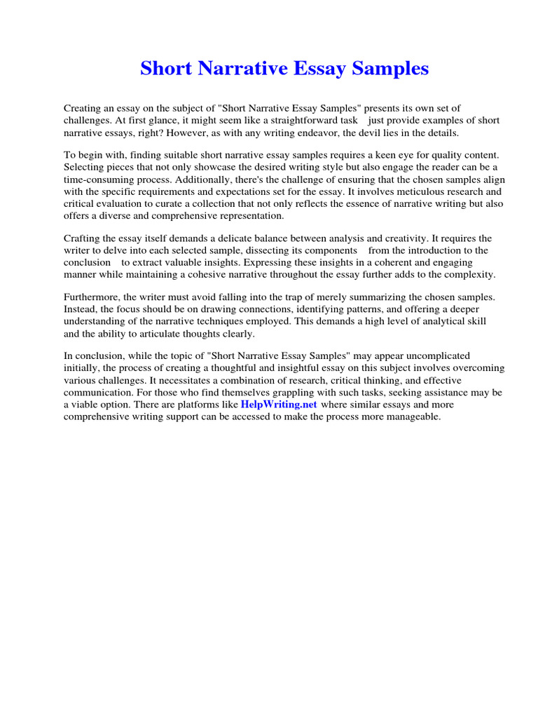 Short Narrative Essay Samples | Download Free PDF | Megafauna | Essays