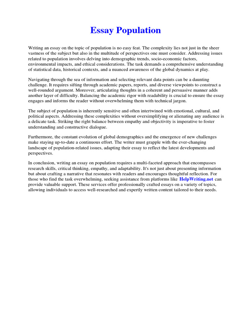 Essay Population | PDF | Joseph Stiglitz | Essays