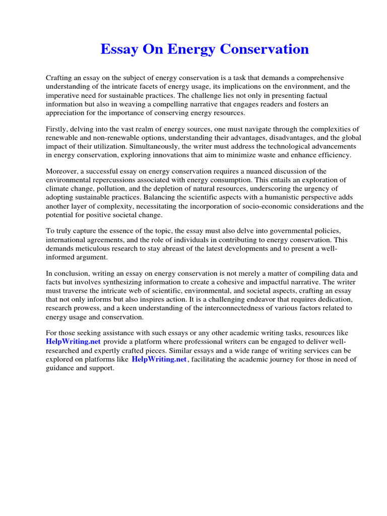 Essay On Energy Conservation | PDF | Trans Pacific Partnership | Marxism