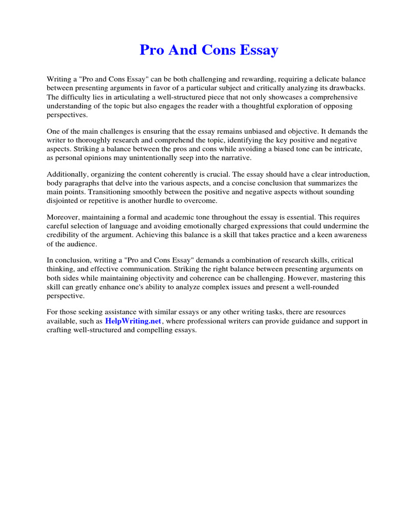 Pro and Cons Essay | PDF | General Motors | Batman