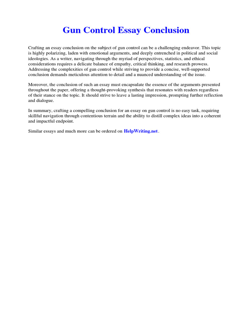 Gun Control Essay Conclusion Guide | PDF | School Counselor